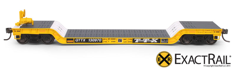 HO Scale: 48' Depressed Center Flat Car - TTX - ExactRail Model Trains